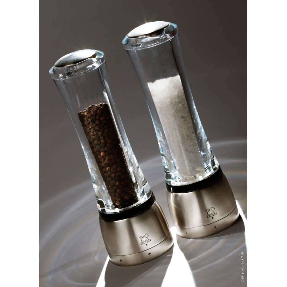 Salero Acrílico y Acero Inoxidable 20cm Daman Peugeot | El Volcan