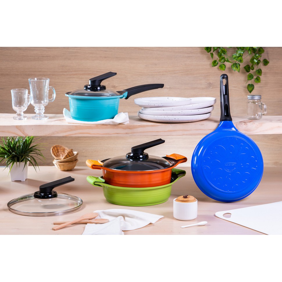 Cacerola Con Mango Roichen 18 cm 1.8 lts Azul | El Volcán